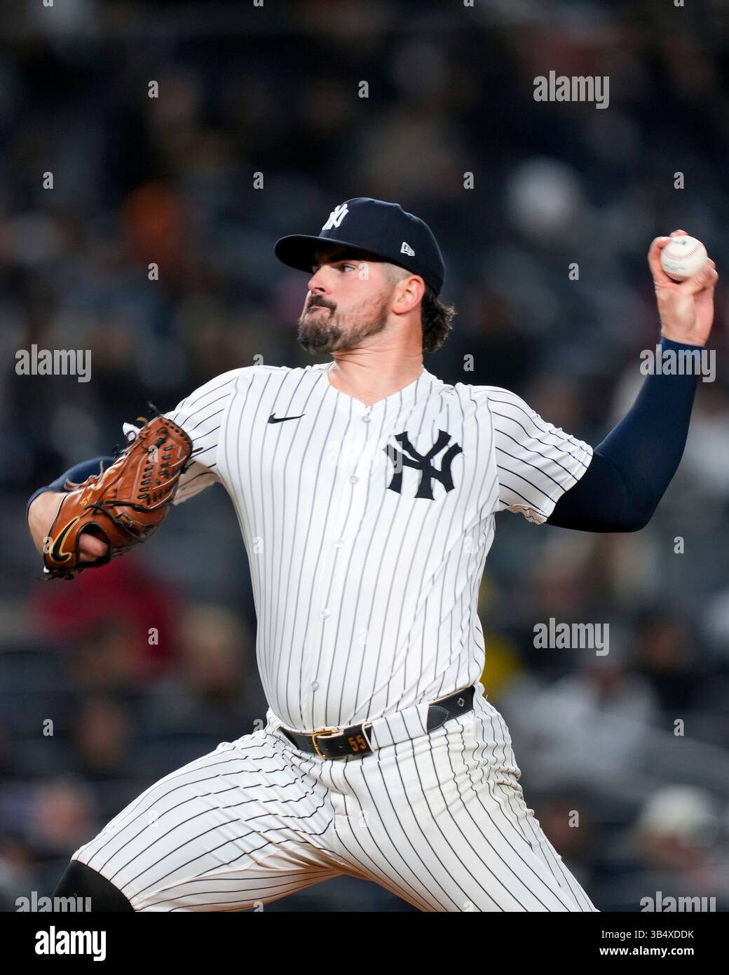 New York Yankees pitcher Carlos Rodón throws during a baseball game ...