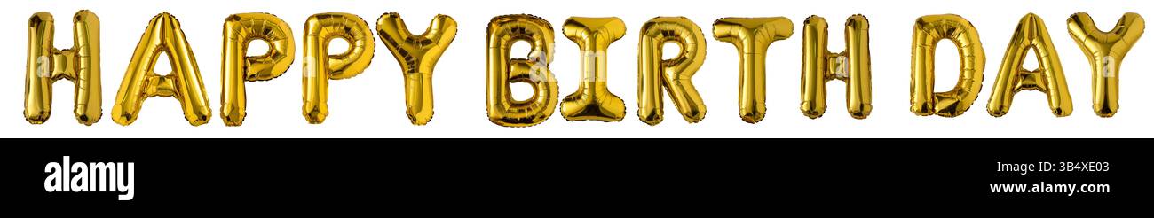 Happy Birthday Gold Foil Balloon Letters word text isolated on white ...