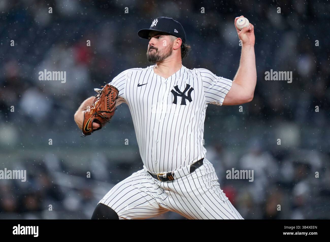New York Yankees pitcher Carlos Rodón throws during a baseball game ...