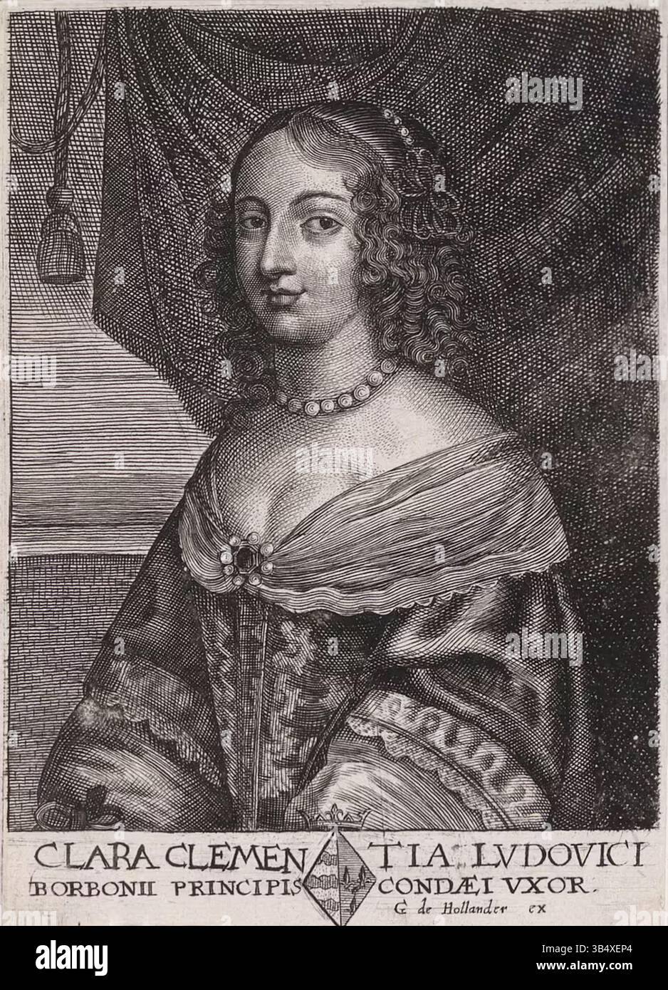 Engraving of Claire-Clémence de Maillé-Brézé, princess of Condé ...
