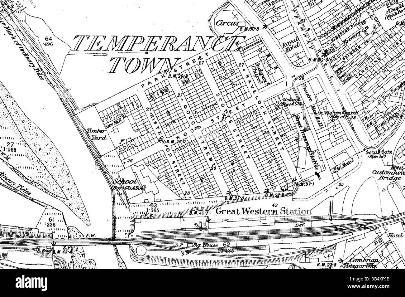Map of Temperance Town, Cardiff, created between 1875 and 1882 by ...