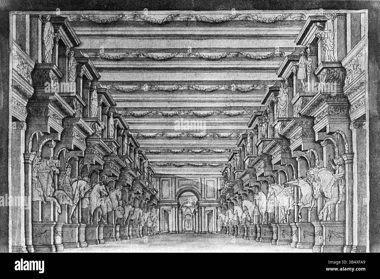 This scene from Act 2 of Lully’s opera *Alceste*, designed by Carlo ...