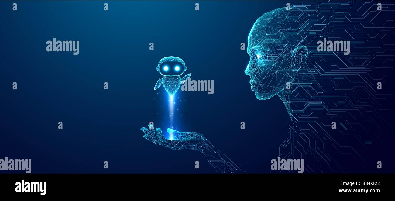 AI robot an artificial intelligence agent. Machine learning concept ...