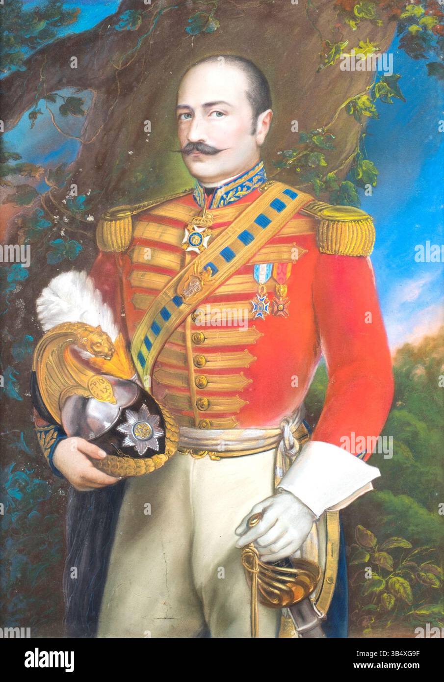 This 19th-century portrait depicts a Papal Guard officer in formal gala ...