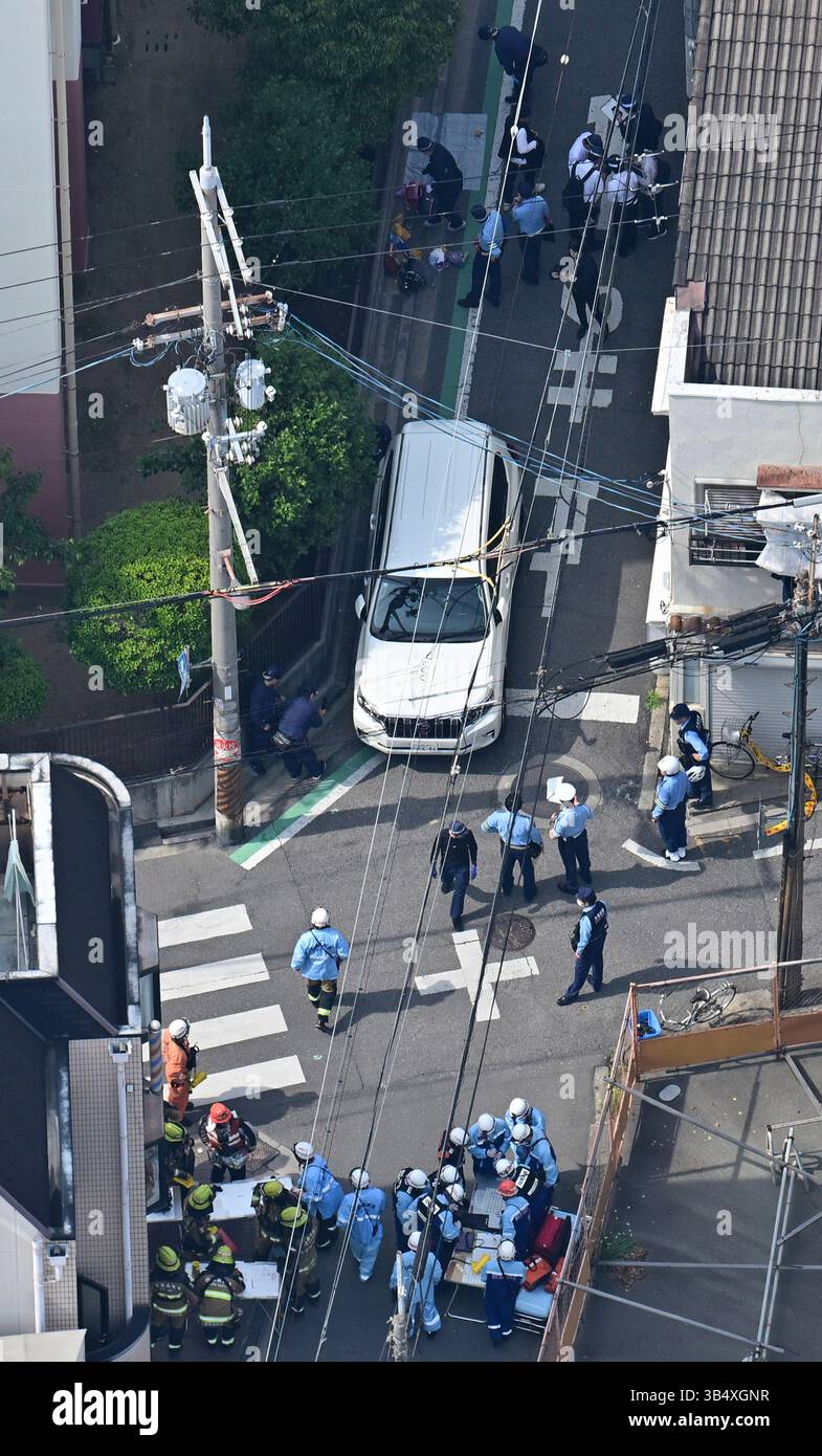 An aerial photo shows a crime site where seven children in second and ...