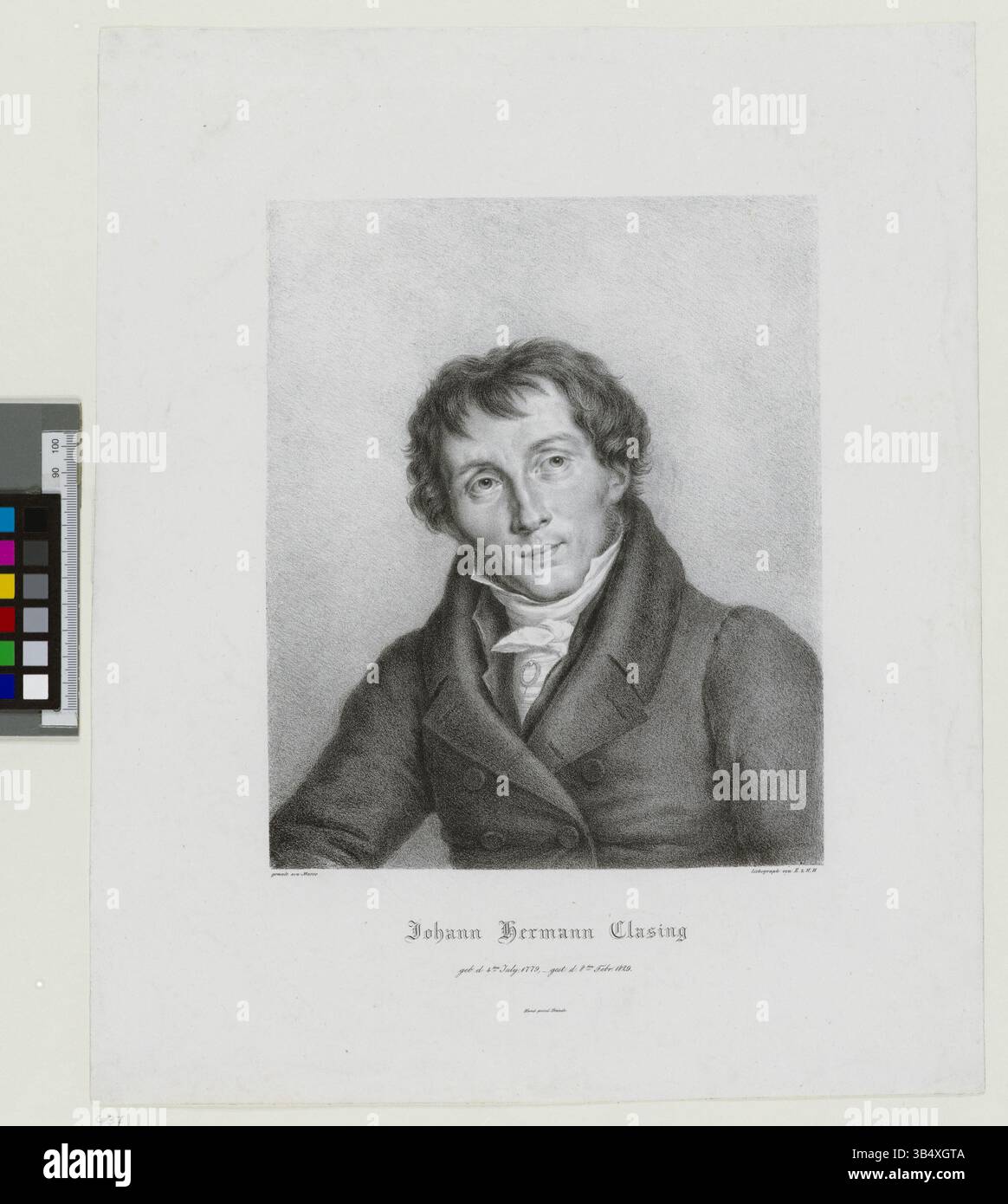 Lithograph portrait of Johann Heinrich Clasing, created by H. H. and ...