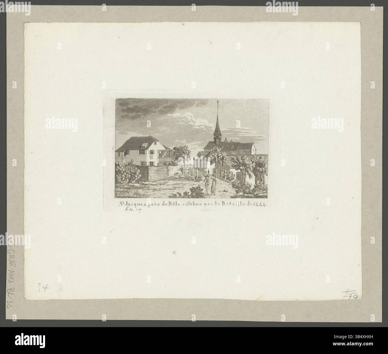 A print from the 19th century depicting the site of the Battle of St ...