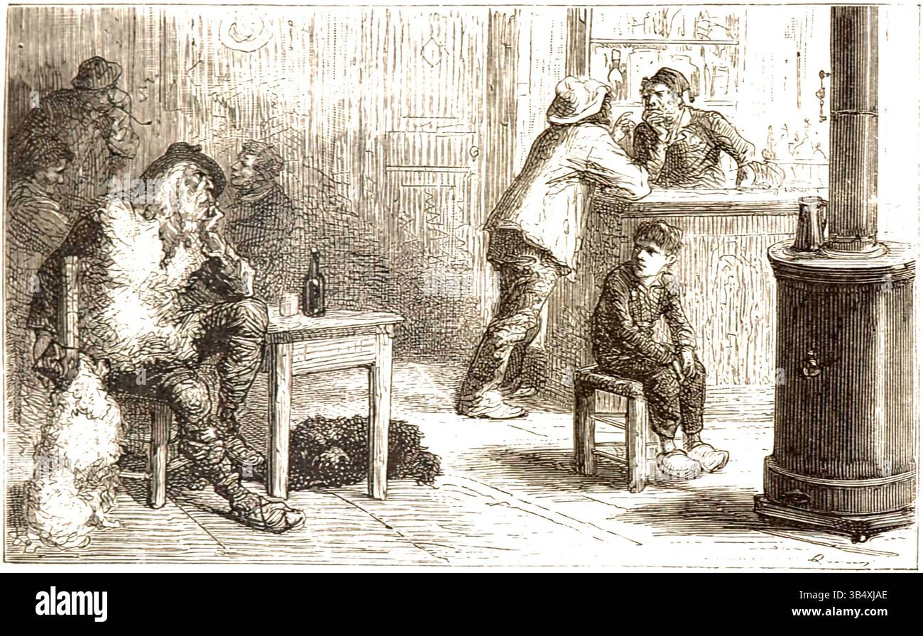 This woodcut print by Émile Bayard illustrates a scene from *Sans ...