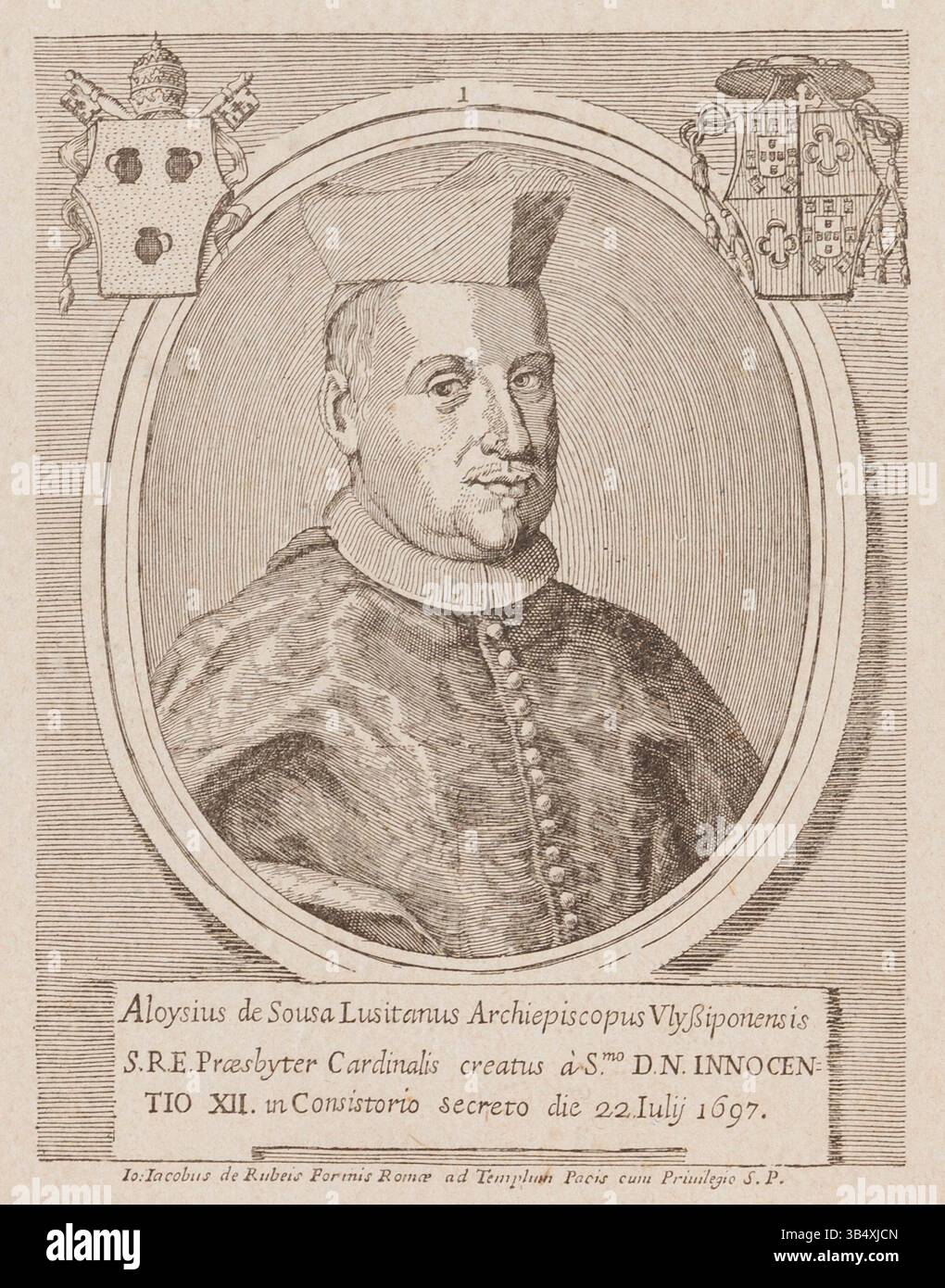This 17th-century portrait engraving depicts Cardinal Luís de Sousa ...