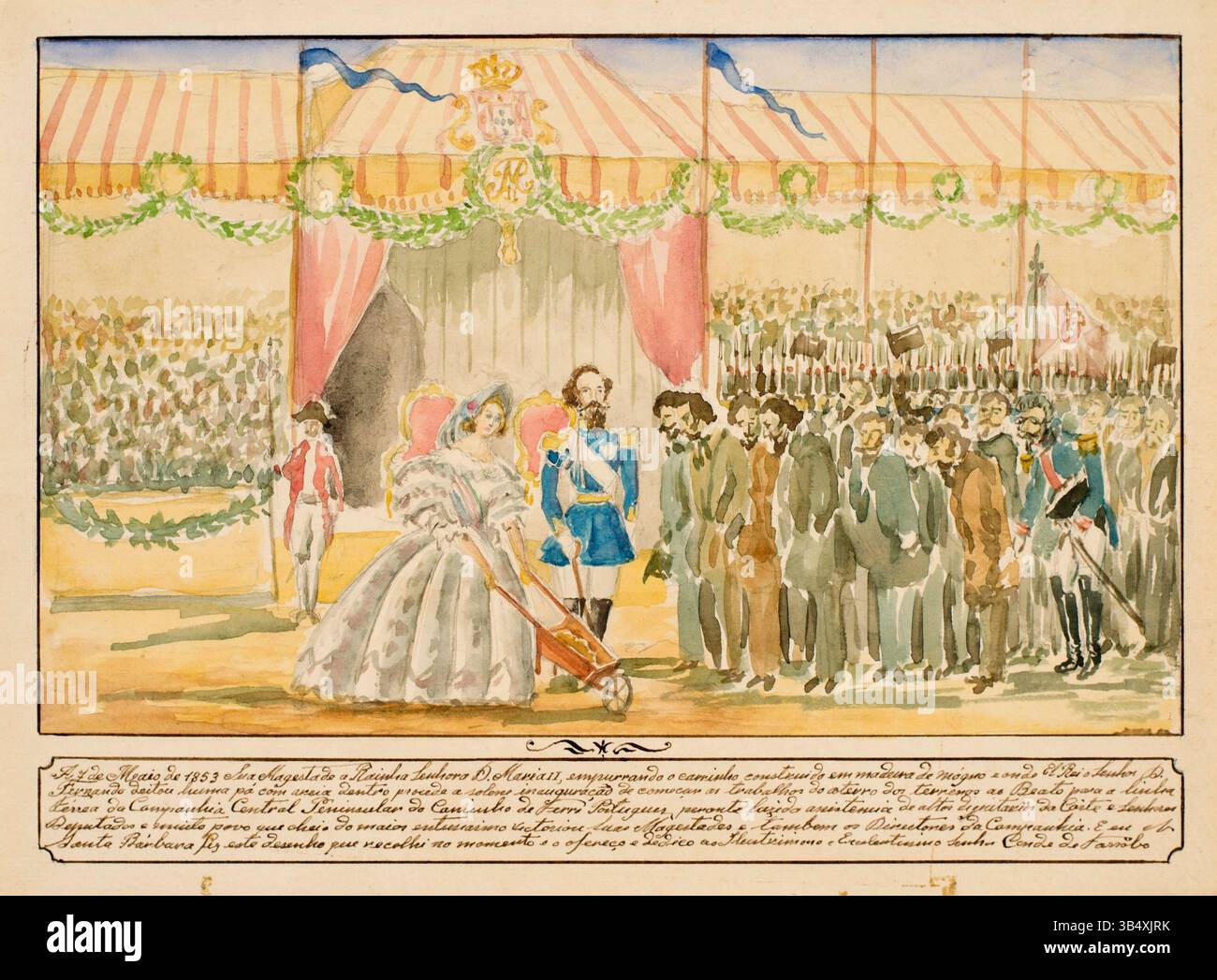 The drawing by António Joaquim de Santa Bárbara depicts the ...