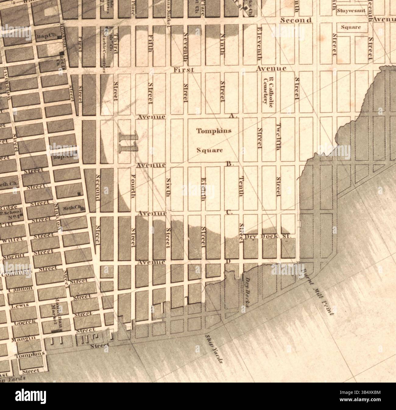 The 1833 Burr map of New York City features the Alphabet City area ...