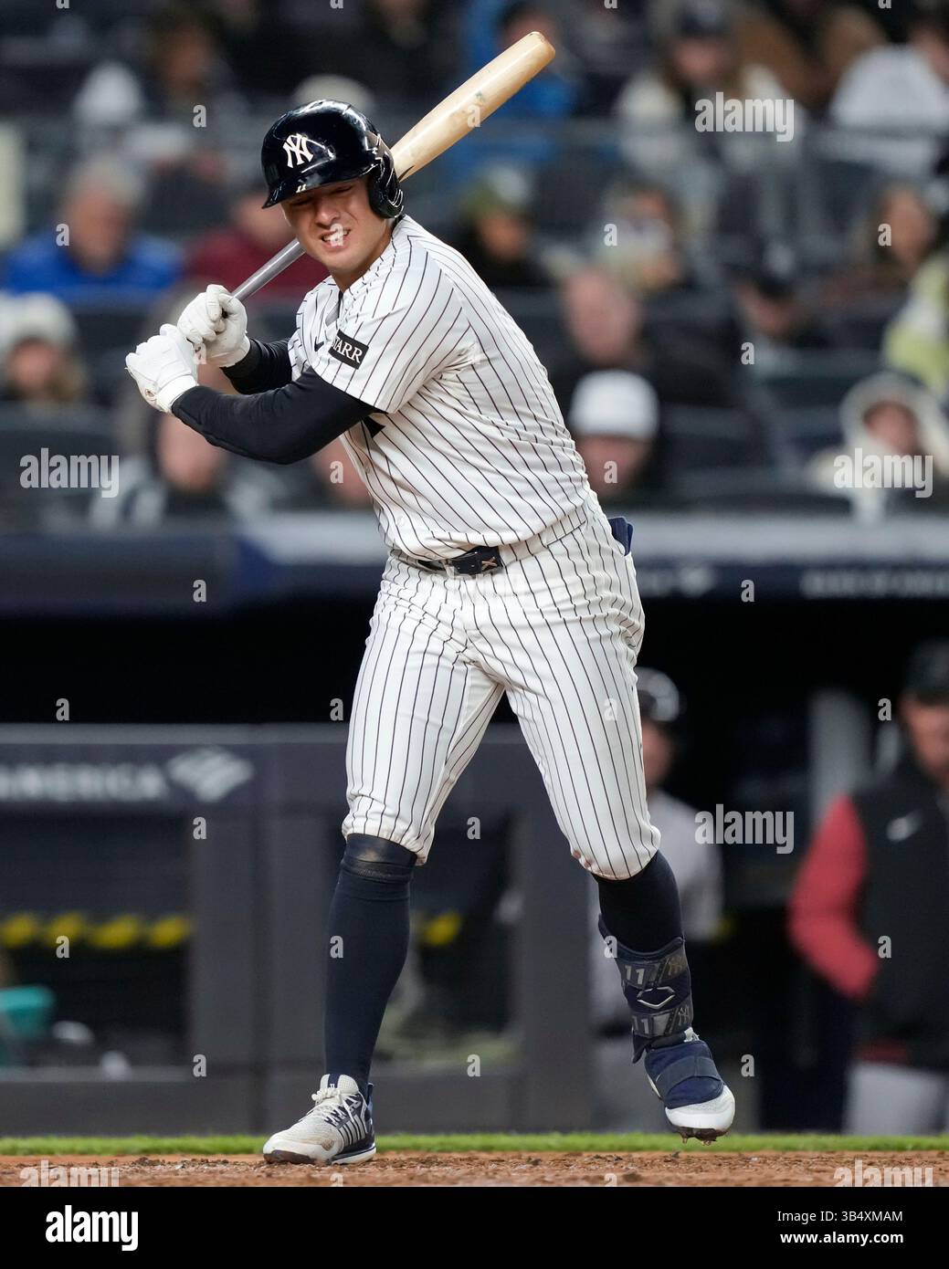 New York Yankees' Anthony Volpe swings during a baseball game against ...