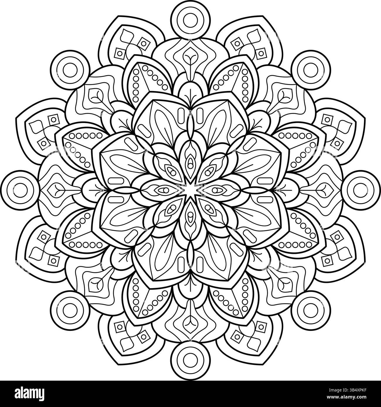 Intricate Mandala Line Art for Coloring and Tattoo Use Stock Vector ...