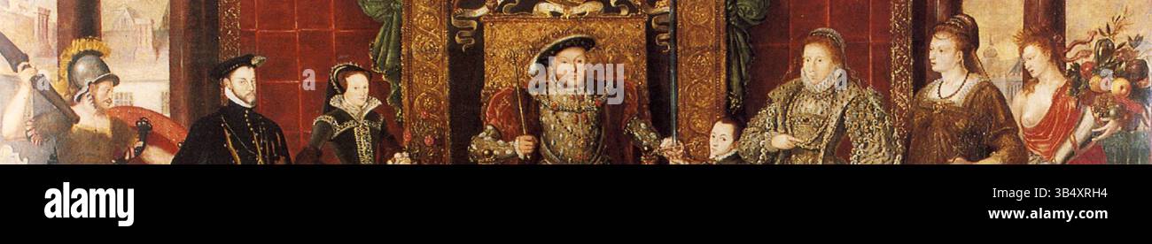 This 1572 painting by Lucas de Heere illustrates the Tudor succession ...