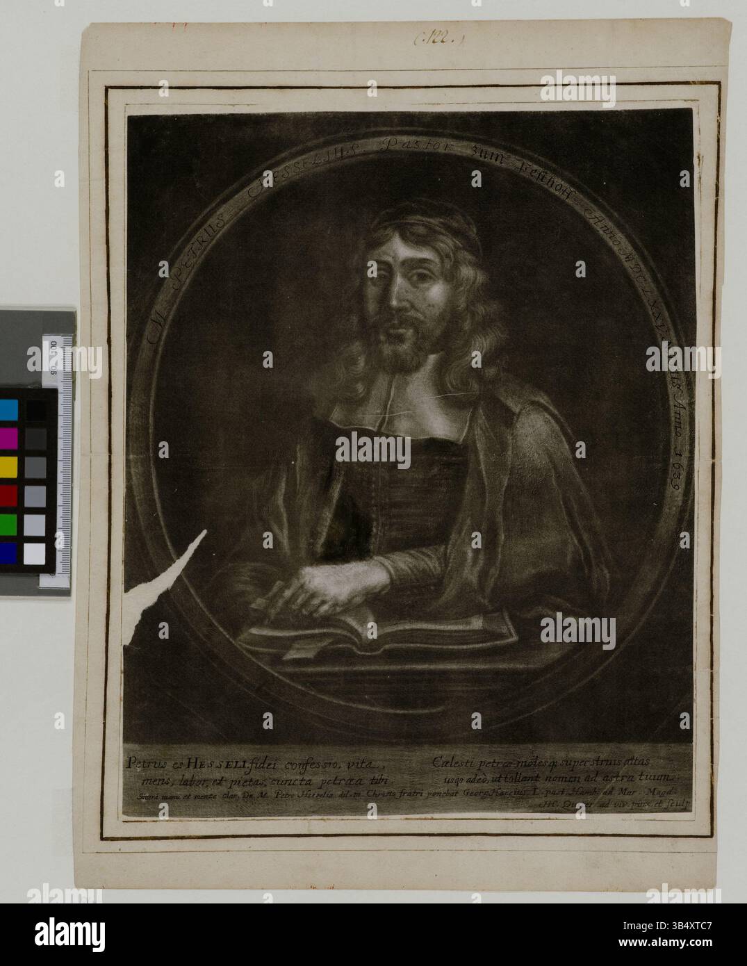 A copper engraving portrait of Peter Hessell by Hermann Hendrik Quiter ...