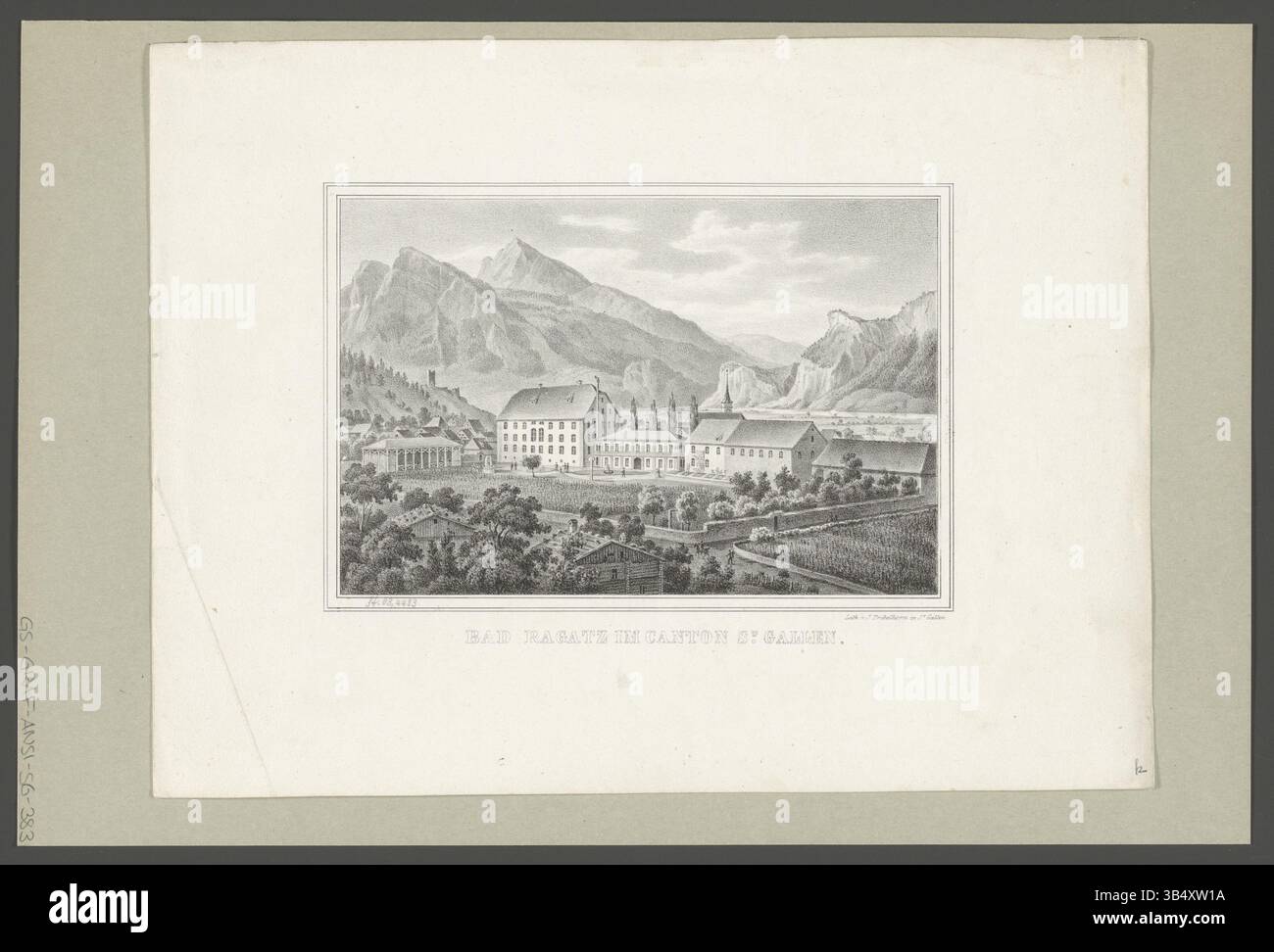 This lithograph by Johannes Jakob Tribelhorn depicts the town of Bad ...