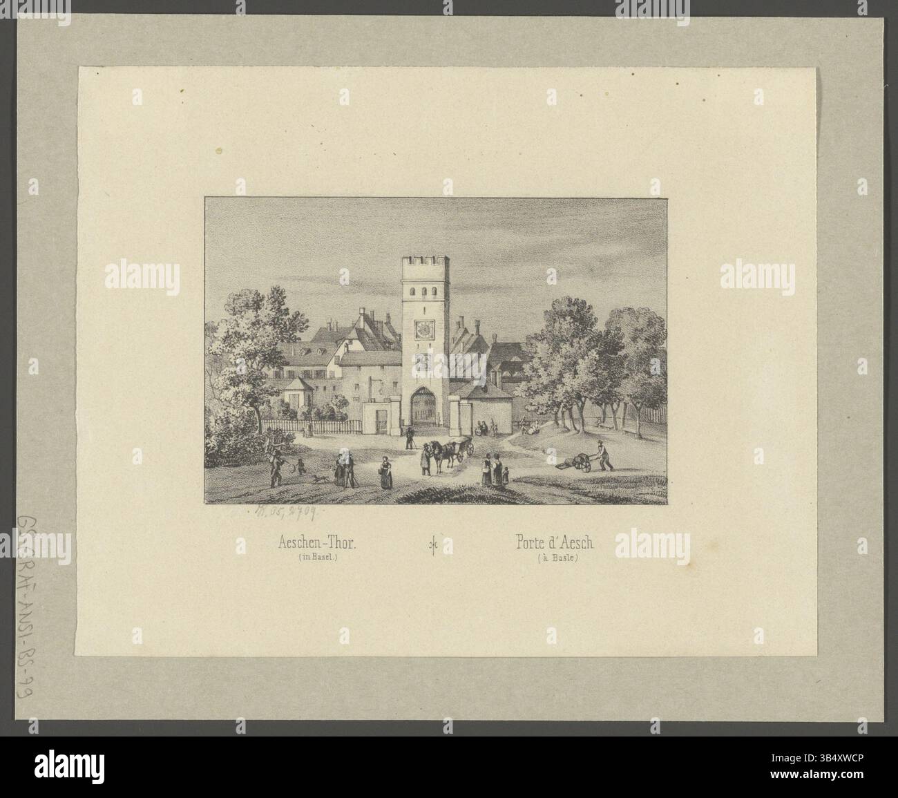 This lithograph from the 19th century shows the Aeschen-Thor gate in ...
