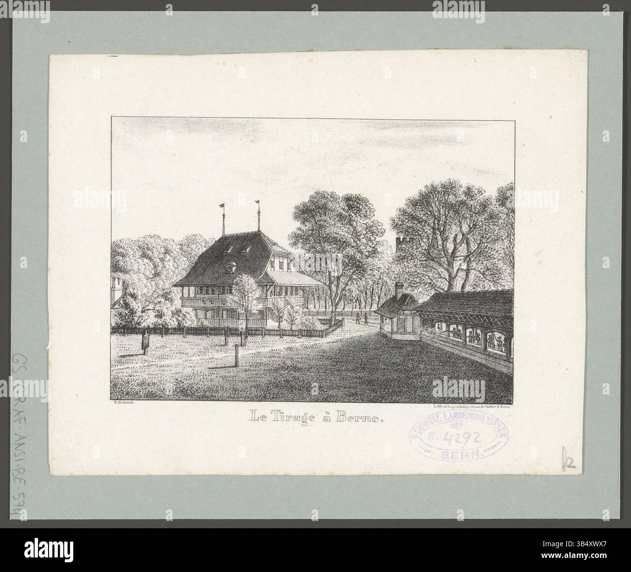 A 19th-century lithograph by Franz Schmid, produced by the Haller ...