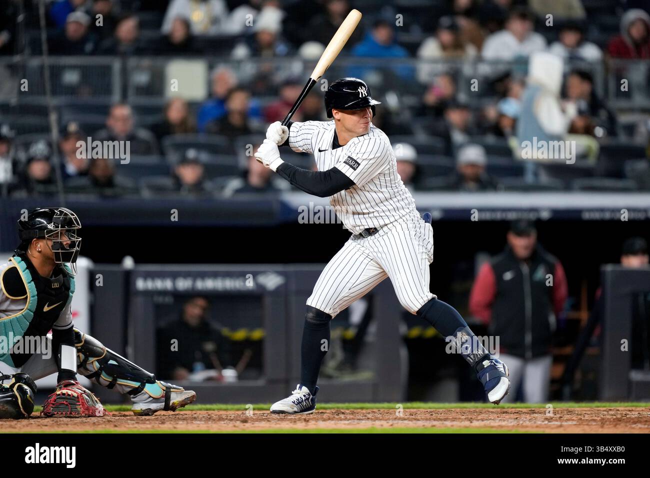 New York Yankees' Anthony Volpe at bat during a baseball game against ...