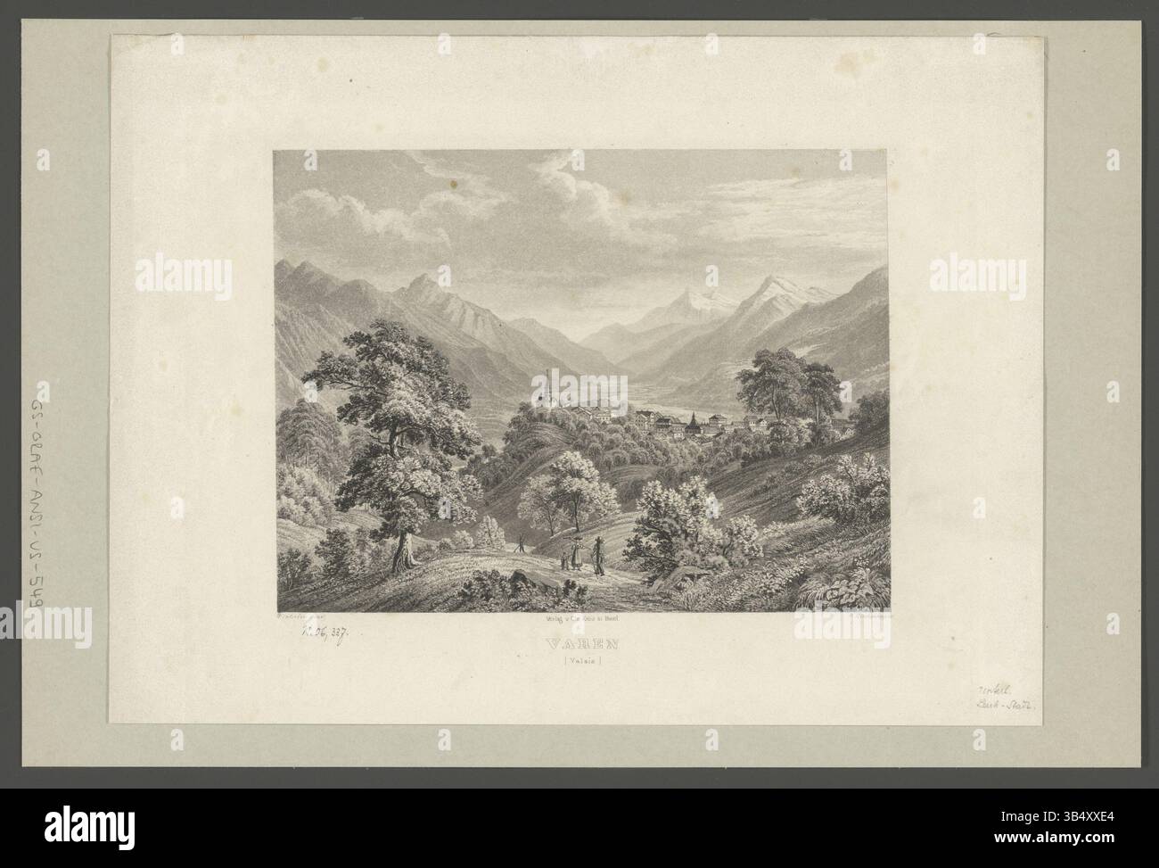 An 1869 aquatint and steel engraving by Anton Winterlin and F. Hirchenhein depicting Varen in ...