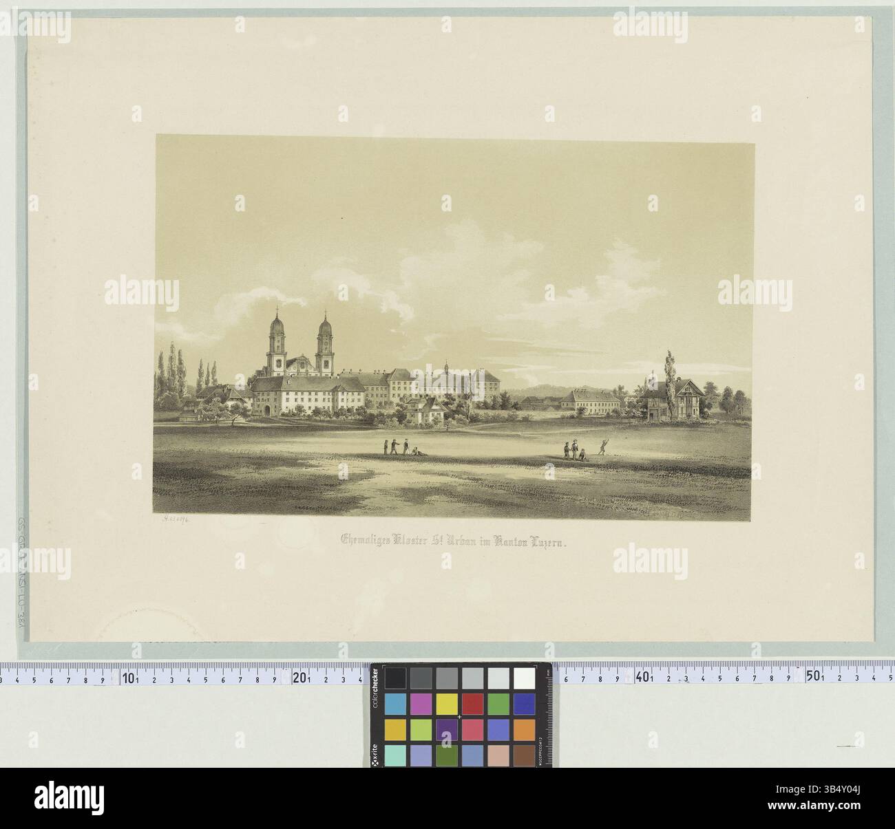 This lithograph depicts the former St. Urban Monastery in the canton of ...