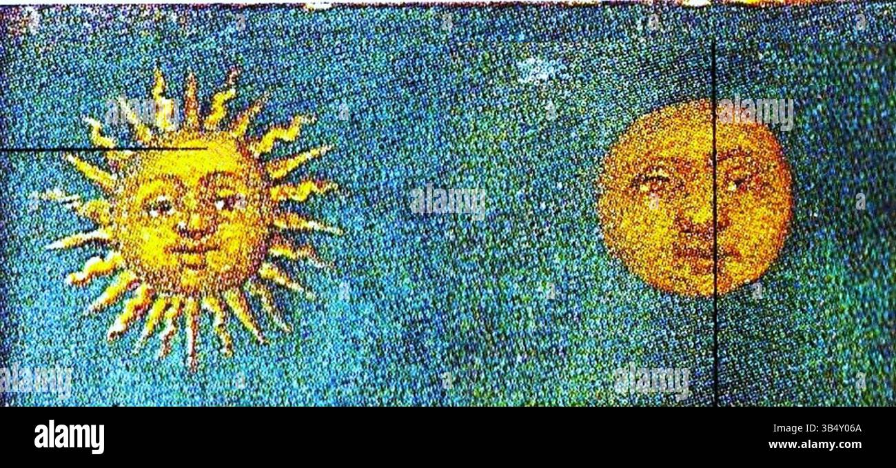 Detail from the Volto Santo of Lucca, depicting the Sun and Moon and ...