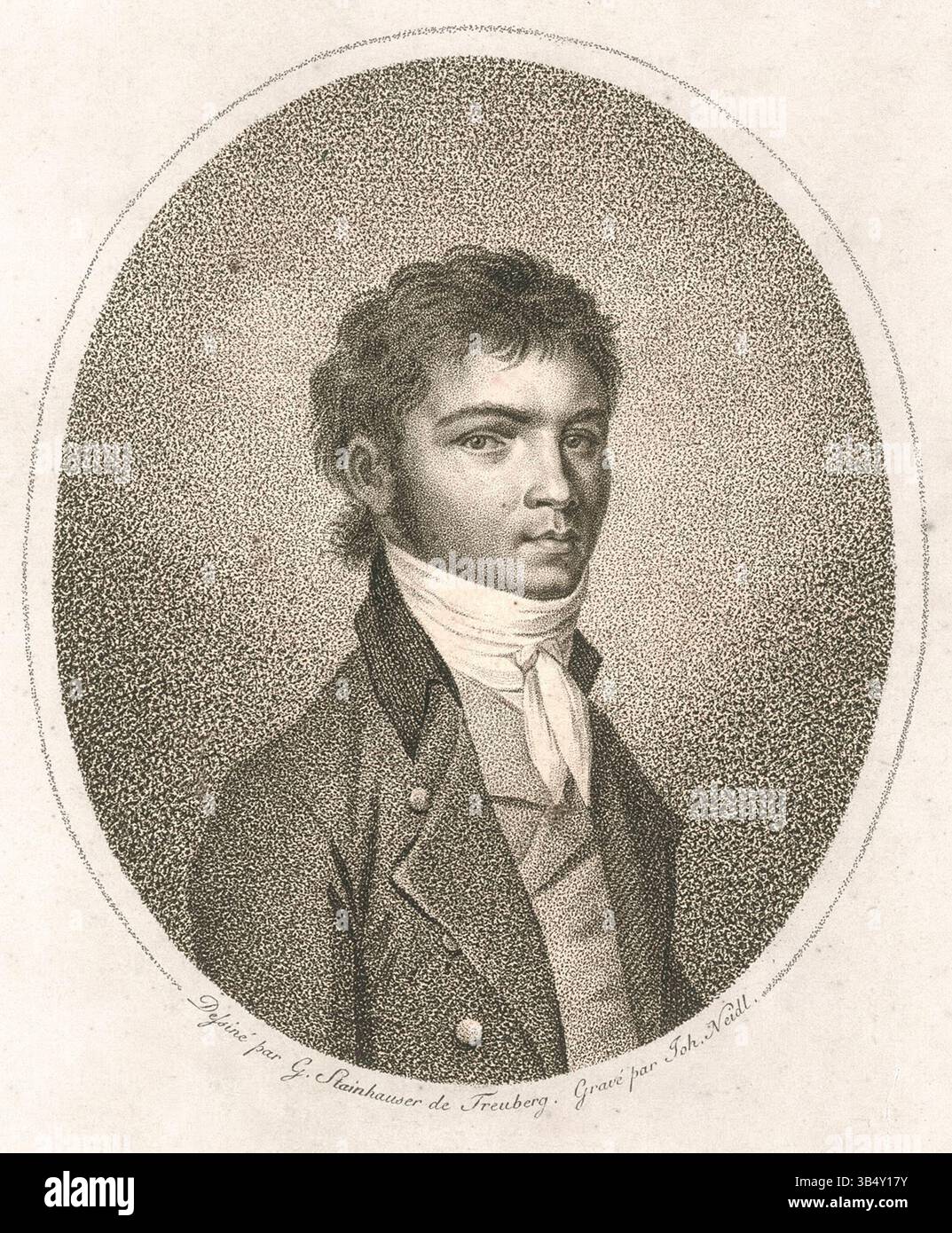 This etching print of Ludwig van Beethoven (1770–1827), created by ...