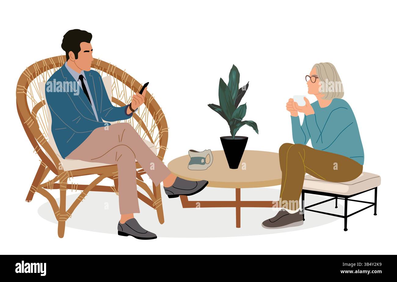 Businessman sitting in lounge chair Stock Vector Images - Alamy