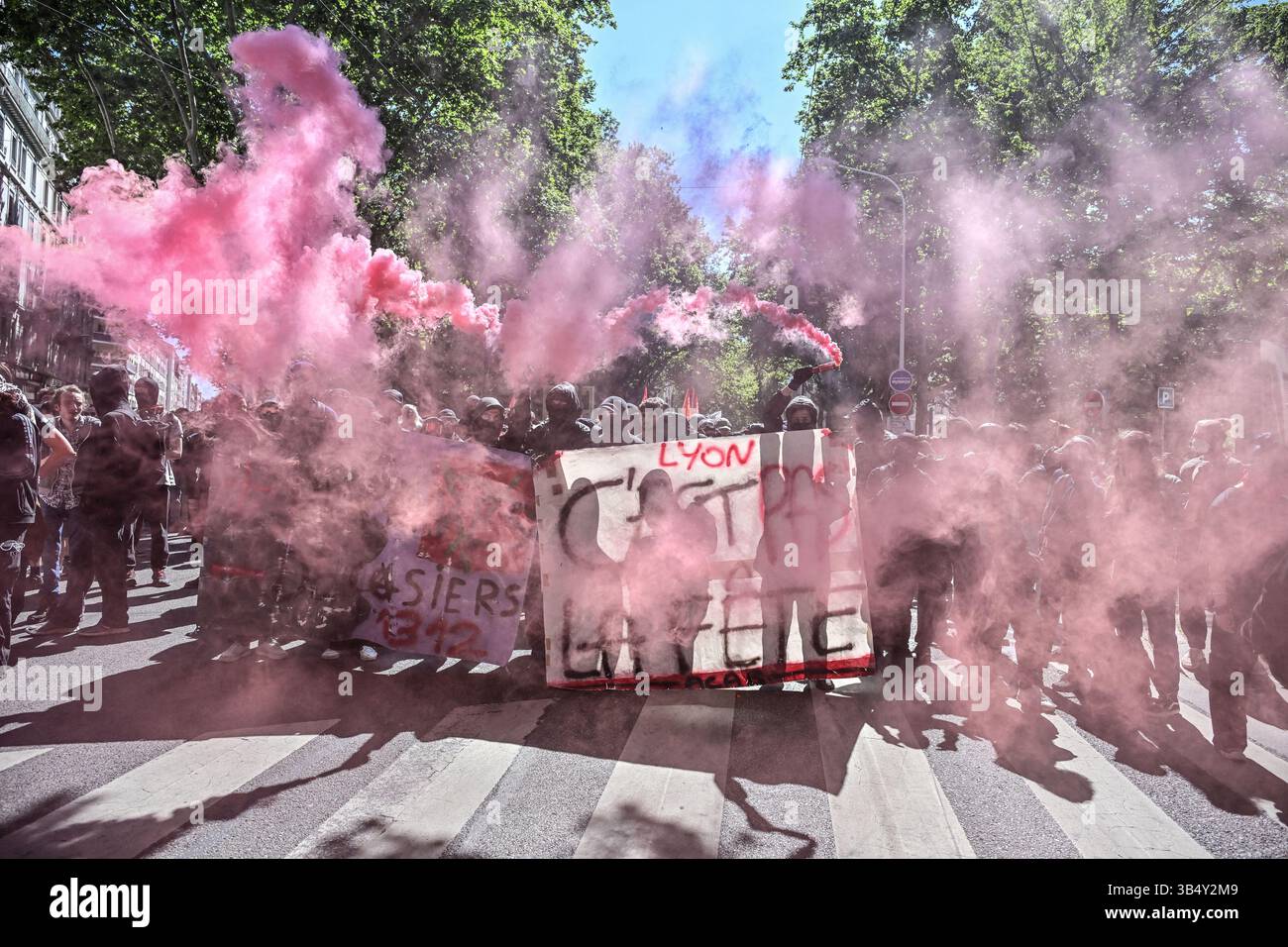 Lyon, France. 01st May, 2025. Labor day demonstrations in Lyon, France ...
