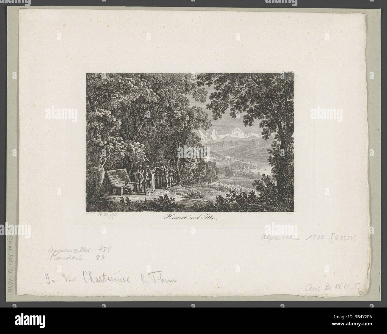 This etching print depicts the characters Heinrich and Itha, a scene ...