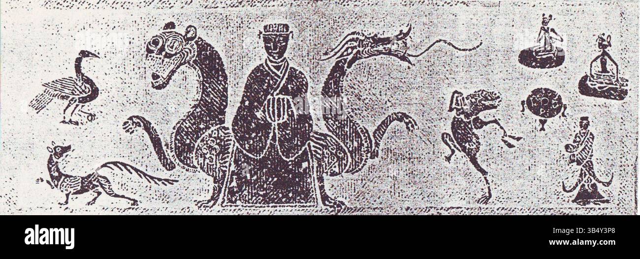 This Han Dynasty rubbing depicts the Queen Mother of the West, a ...