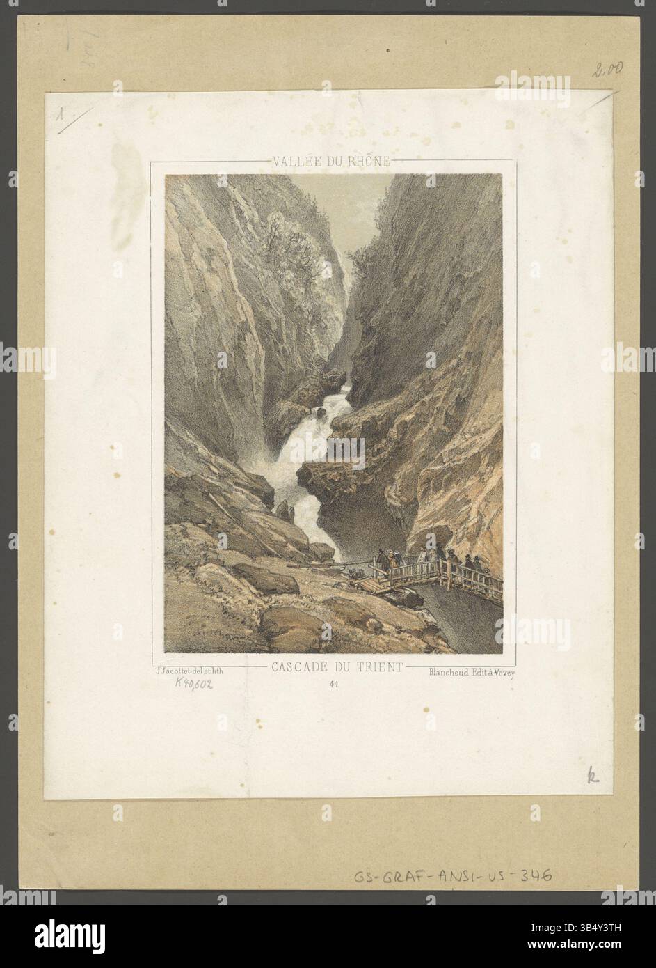A lithograph by Jean Jacottet from 1858-1859 showcasing the Trient ...