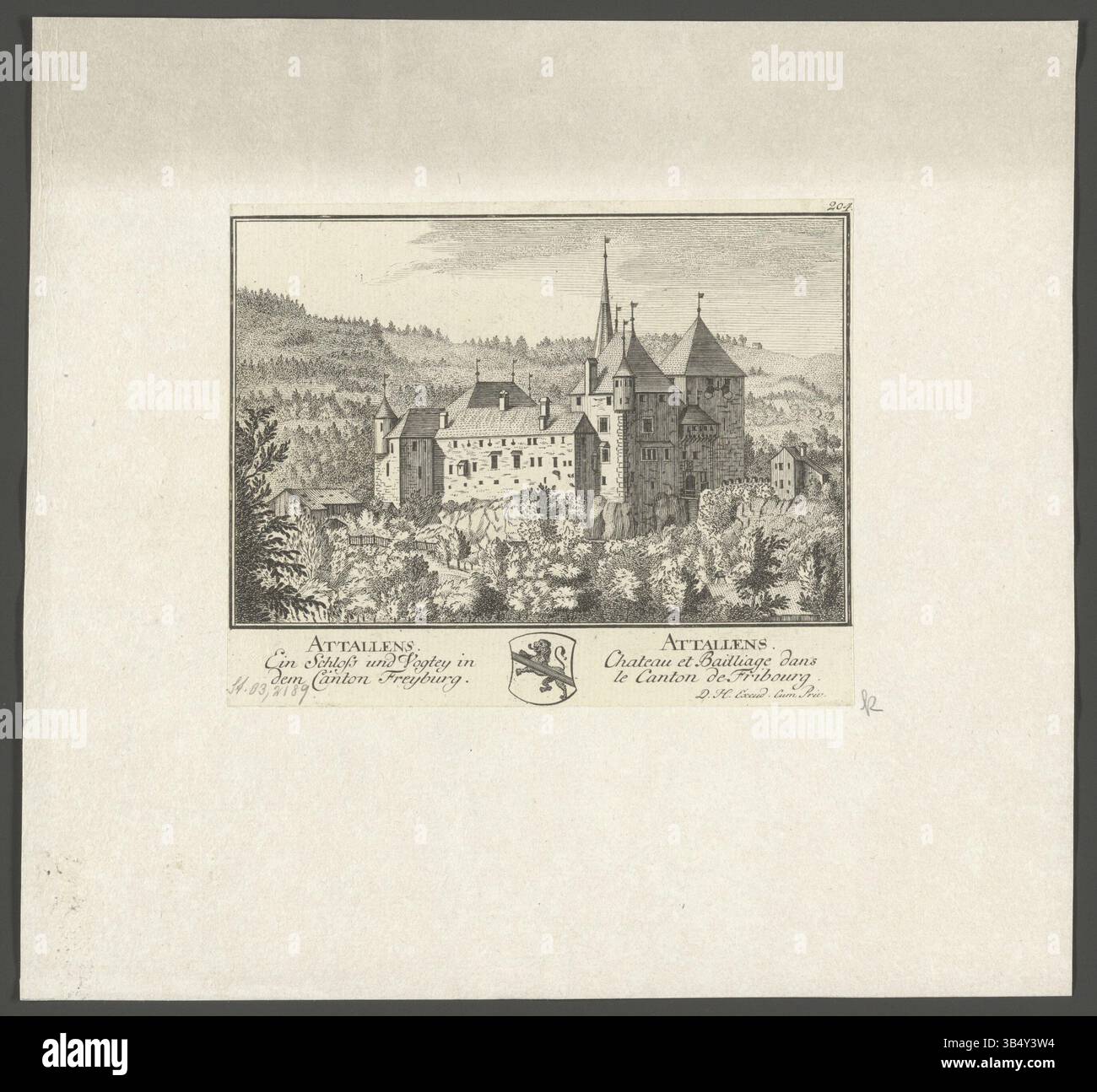 This etching by David Herrliberger depicts the village of Attallens ...