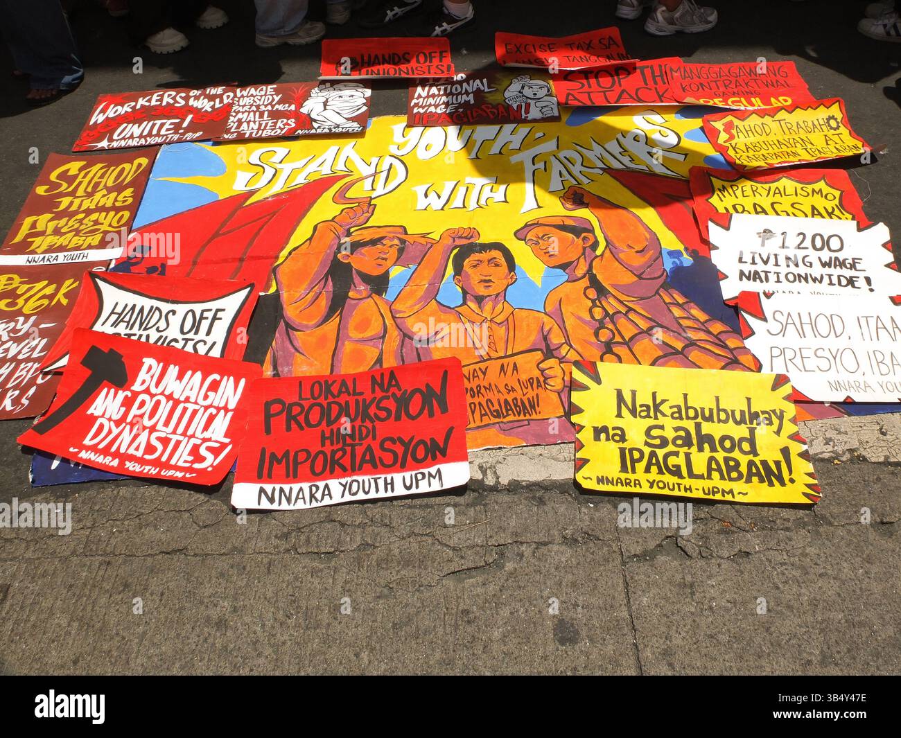 Manila, Philippines. 01st May, 2025. Protest placards are seen lying on ...