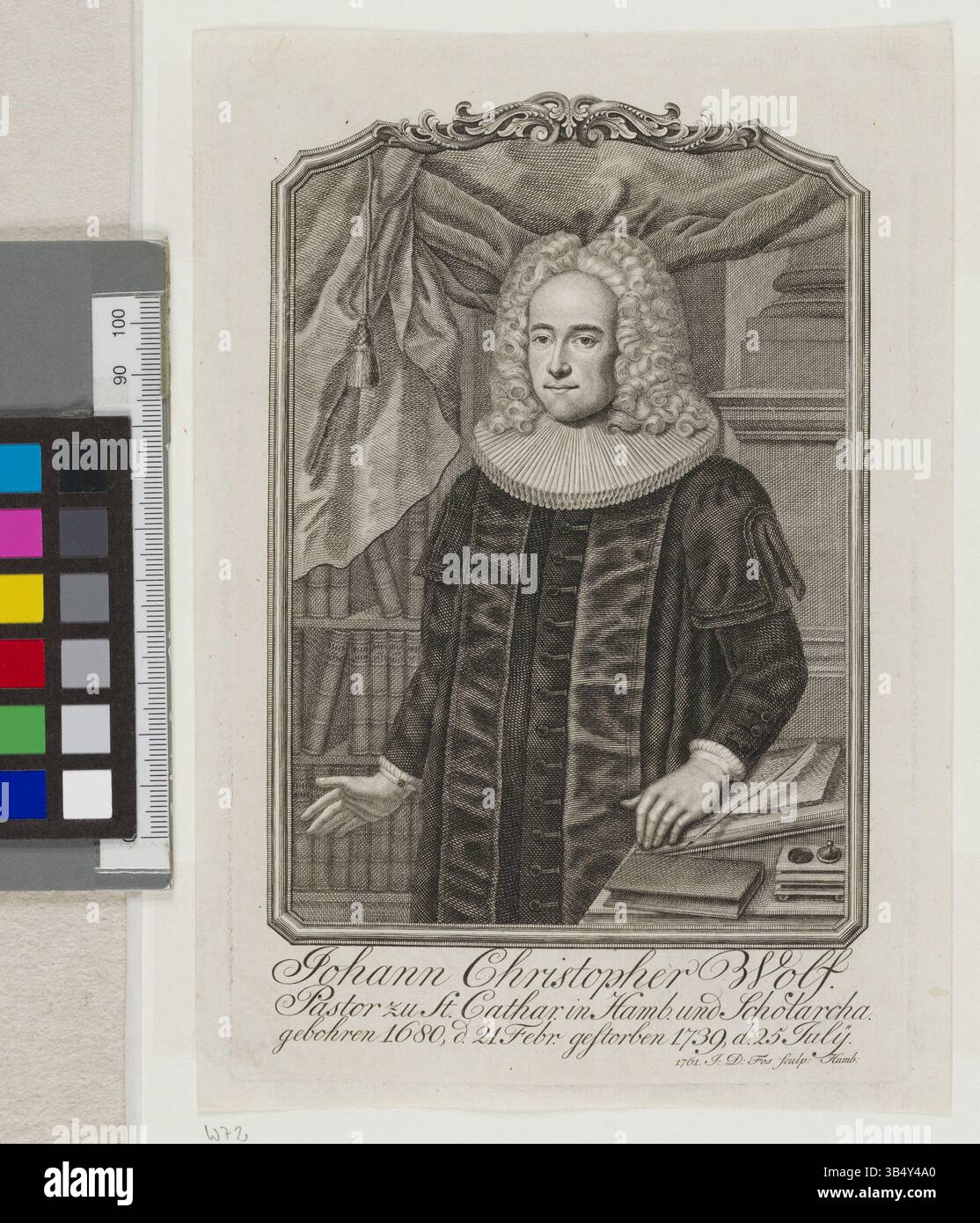 Copper engraving portrait of Johann Christoph Wolf from 1761, created ...