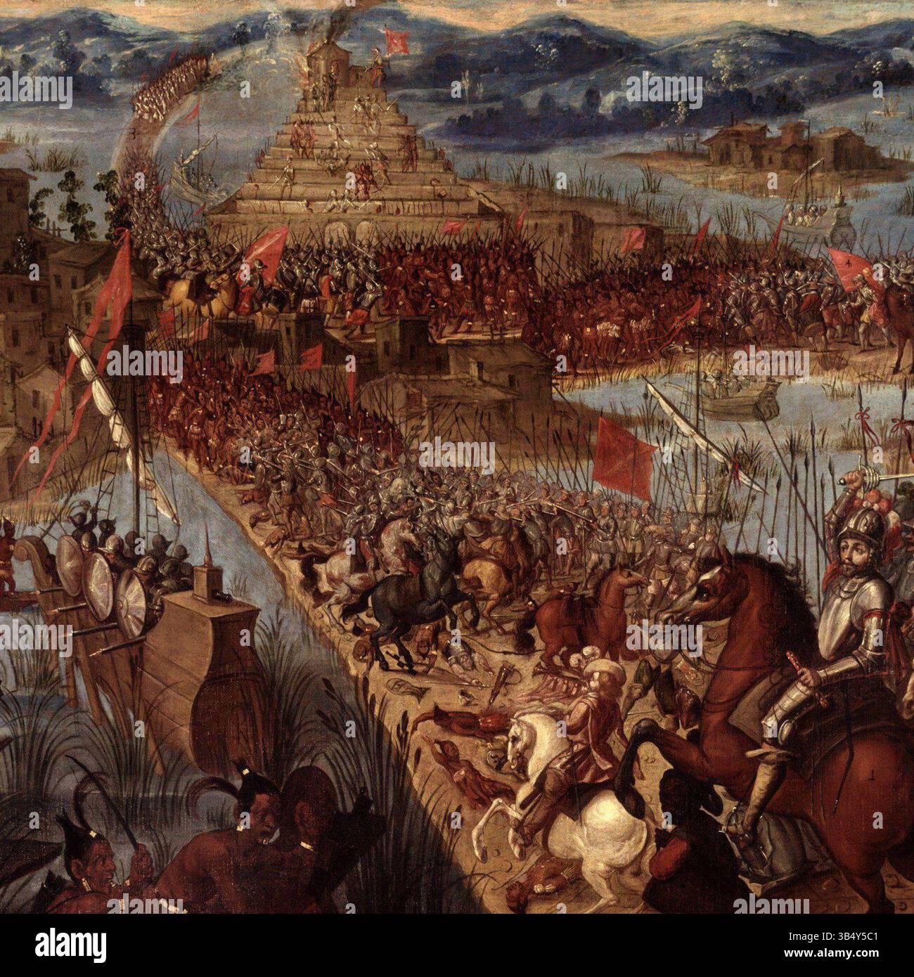 This 17th-century painting from the 'Conquest of Mexico' series depicts ...