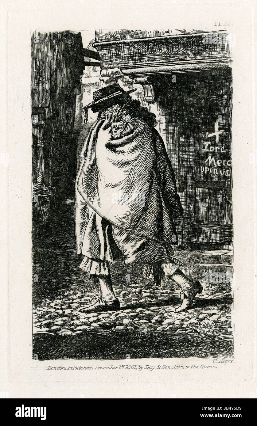 Charles Keene's 1861 print 'Cavalier Muffled in His Coat' depicts a ...