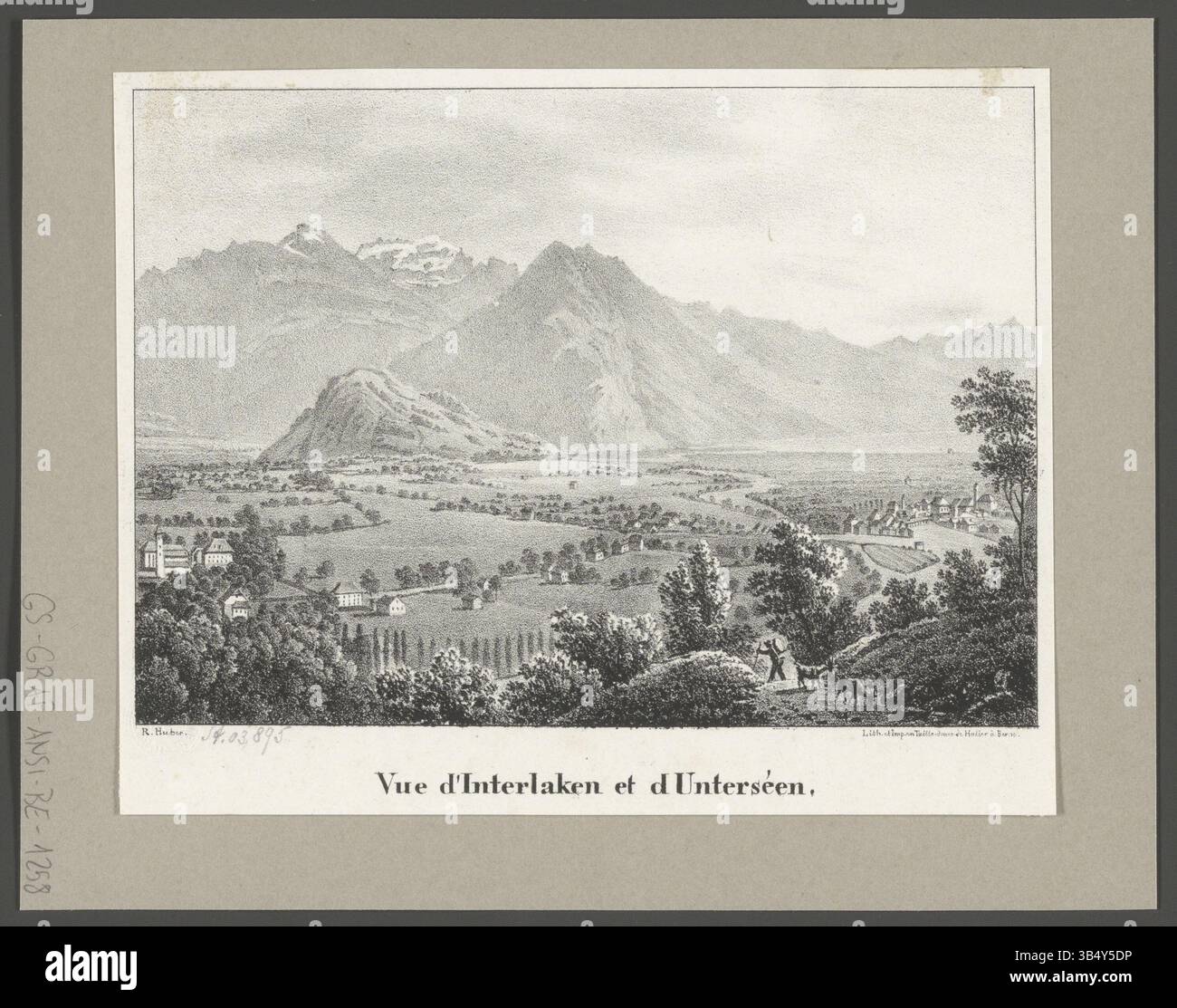 Lithograph by Rudolf Huber, printed by Haller in Bern, showing the ...