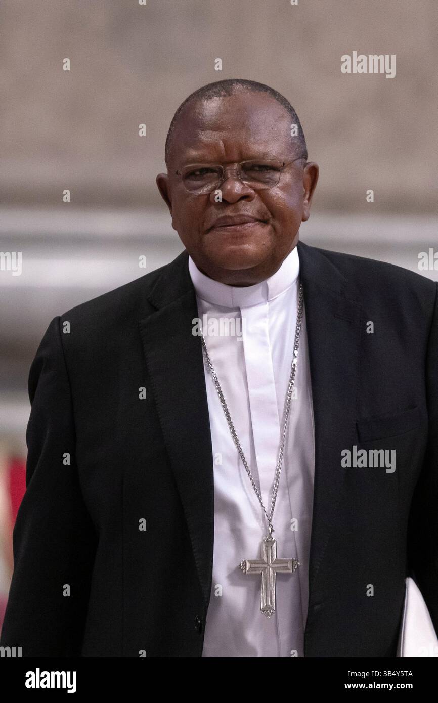 Cardinal Fridolin Ambongo Besungu arrives for a mass on the fifth day ...