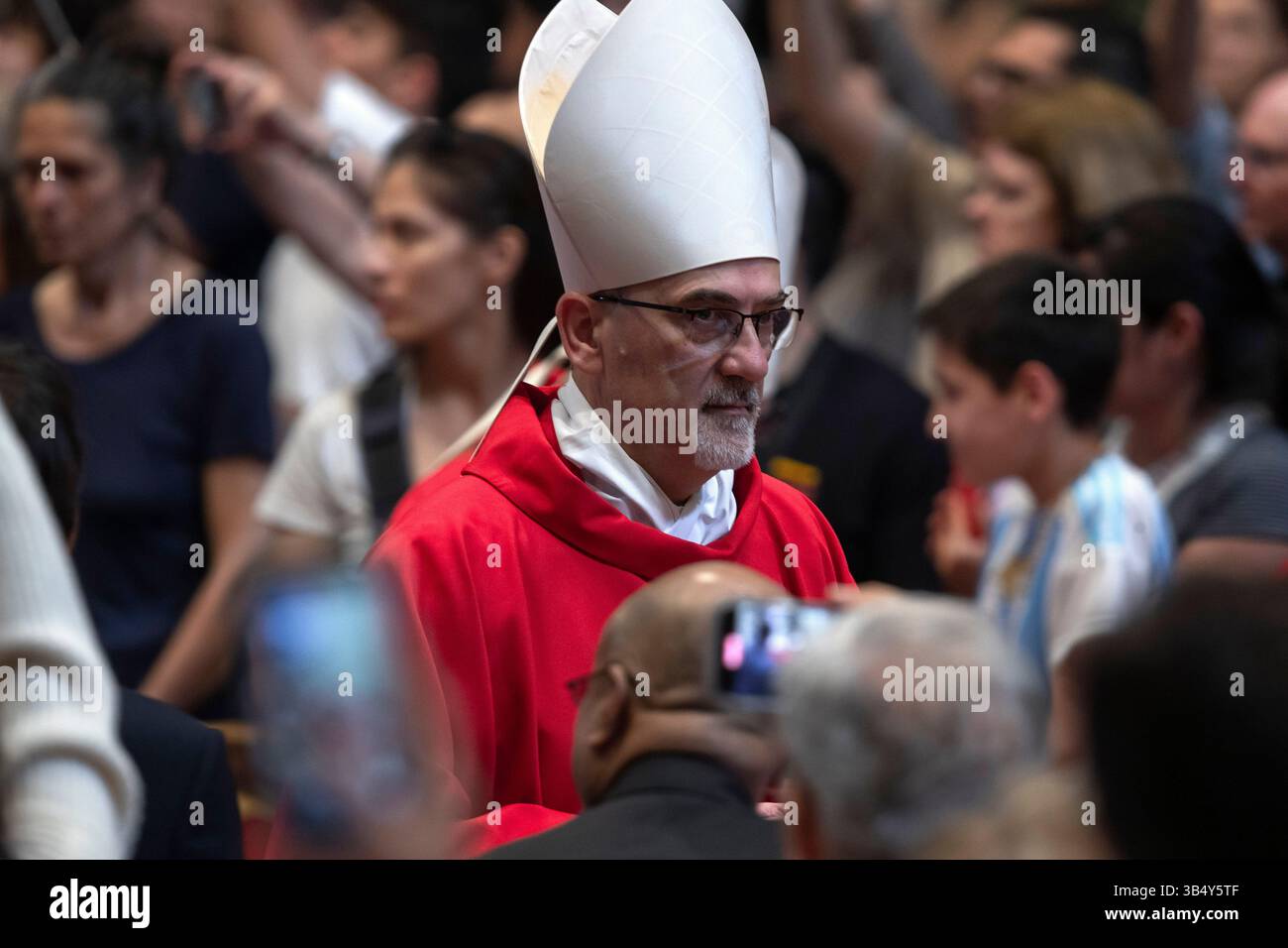 Cardinal Pierbattista Pizzaballa arrives for a mass on the fifth day of ...