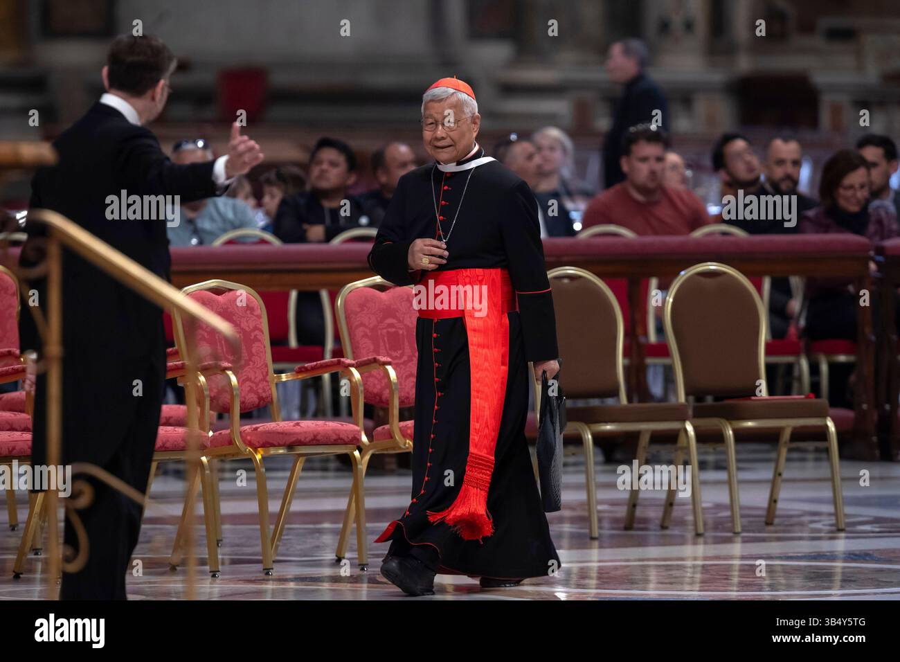 Cardinal Lazzaro You Heung-sik arrives for a mass on the fifth day of ...