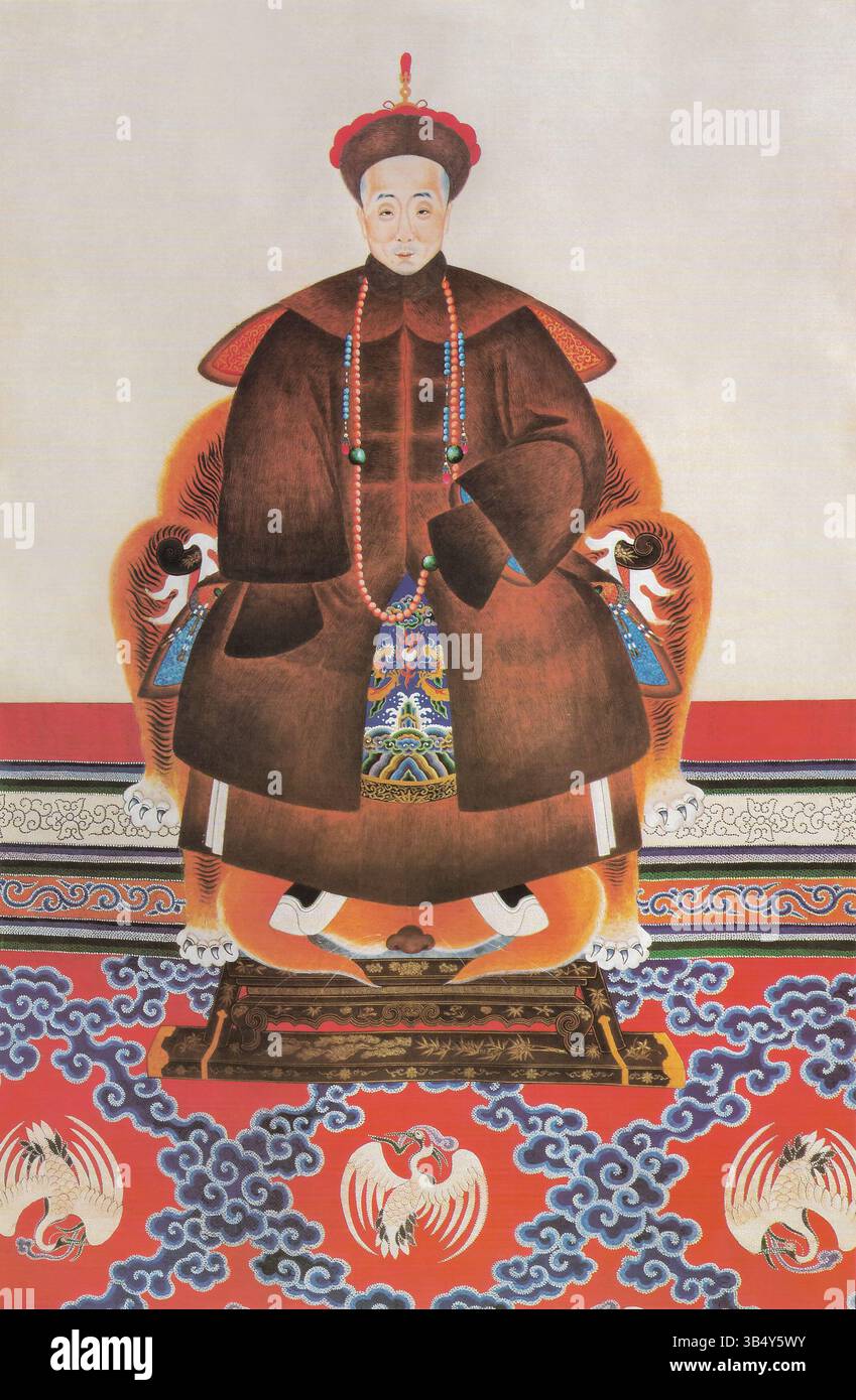 This paper painting portrays Kong Fanhao, the 74th Duke Yansheng, in ...