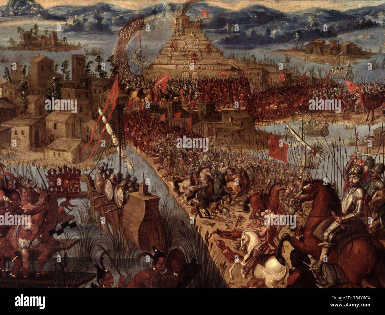 This painting from the 'Conquest of Mexico' series depicts the 1521 ...