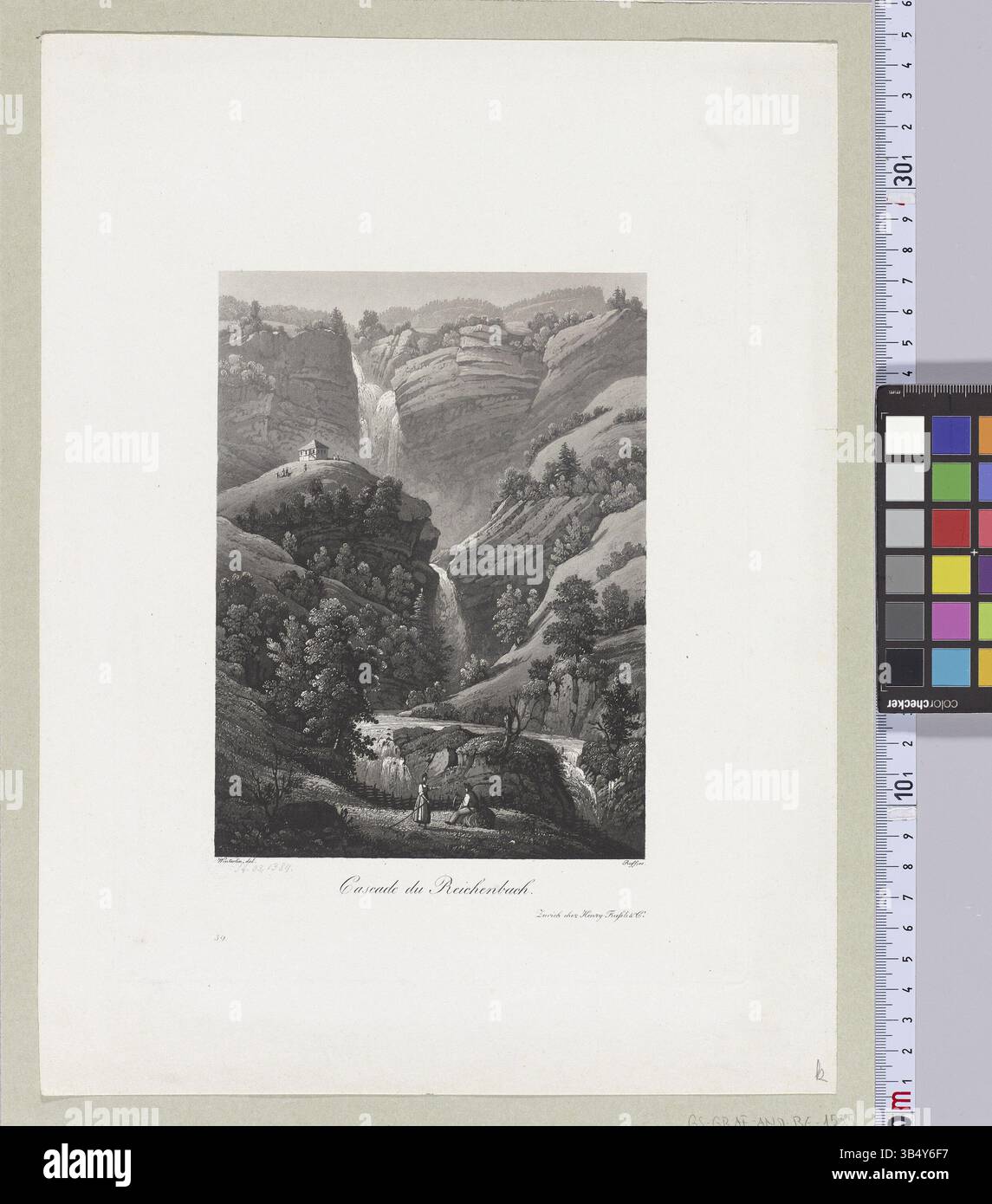 The Cascade du Reichenbach, another famous Swiss waterfall, is depicted ...