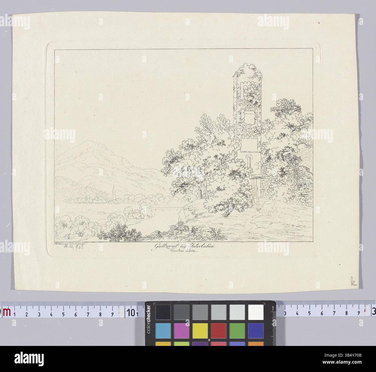 View of Goltzweil near Interlaken, showing a ruined building and the ...