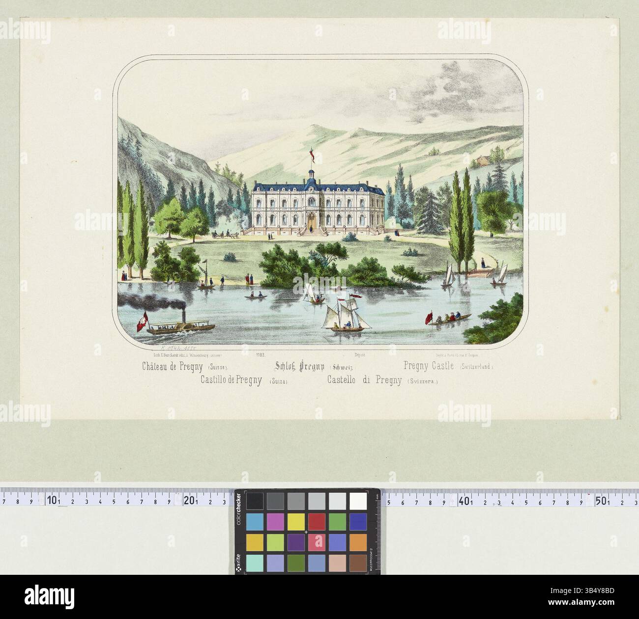 This lithograph from the late 19th century depicts the Château de ...