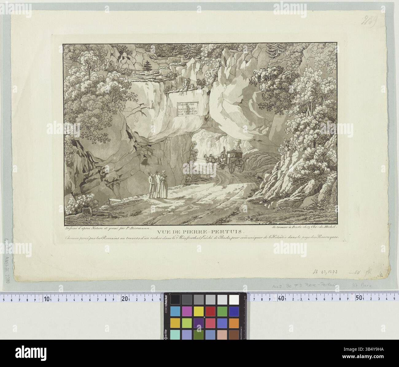 View of Pierre-Pertuis, a Roman road tunnel carved through rock in the ...