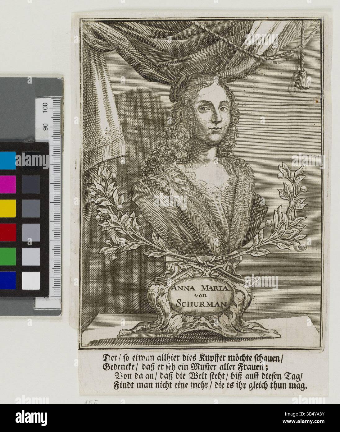 A copperplate engraving of Anna Maria von Schurmann, an influential ...