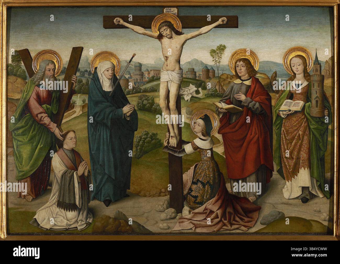 This 15th-century painting, attributed to the Master of the Aachen Cabinet Doors, depicts the ...