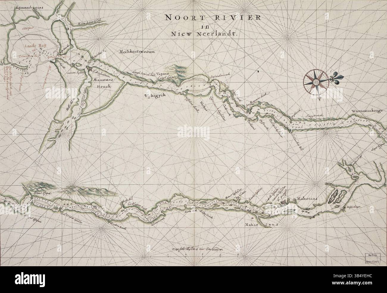 This 1660 map, attributed to Peter Minuit, shows the North (Hudson ...